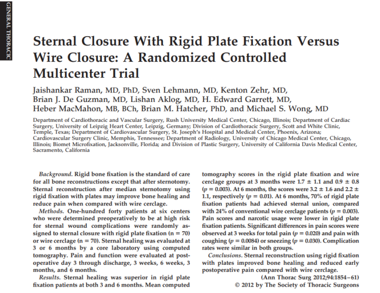 Rigid Plate Fixation Sternal Closure Systems